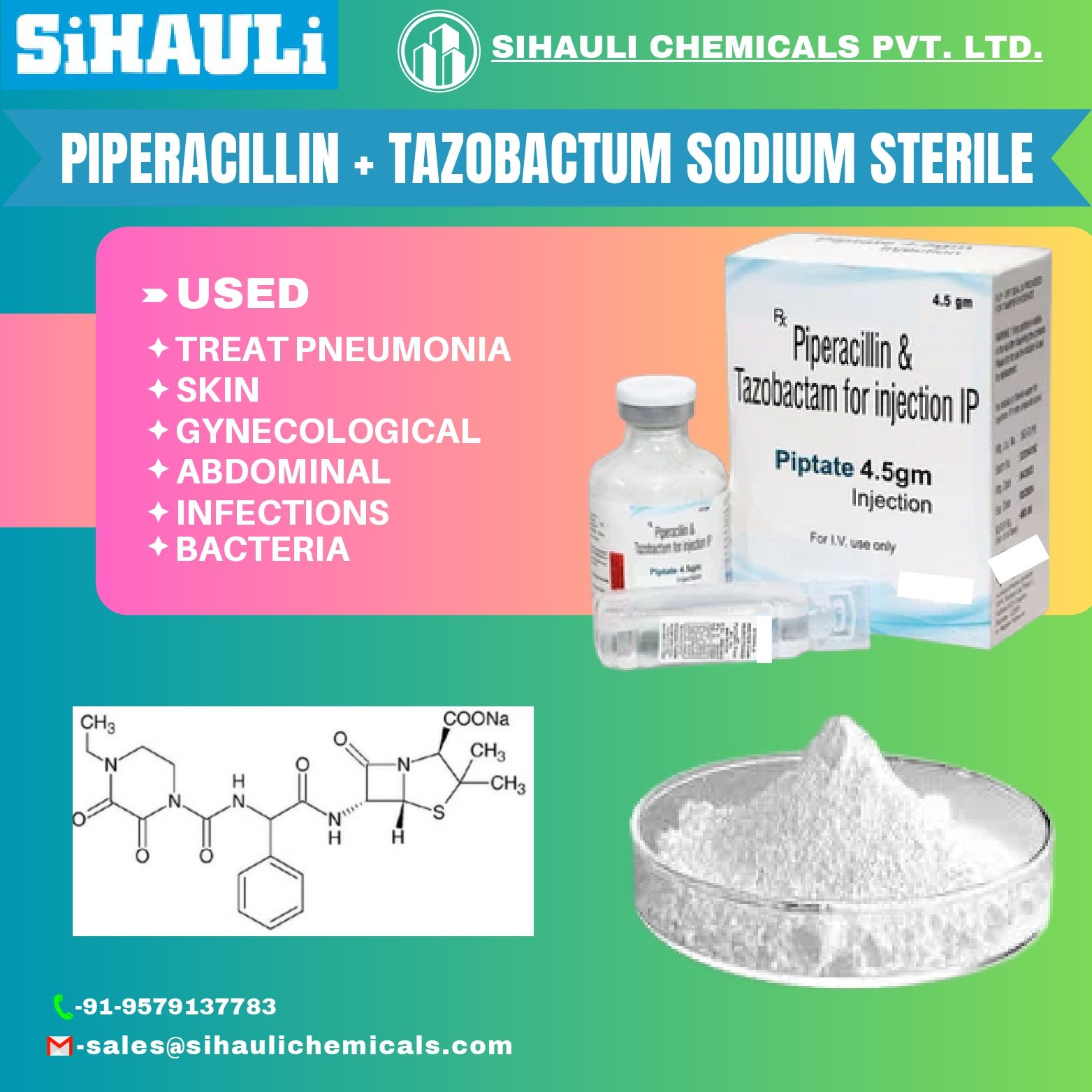 Piperacillin Tazobactum Sodium Sterile Manufacturers In India Piperacillin Tazobactum Sodium Sterile Manufacturers In India